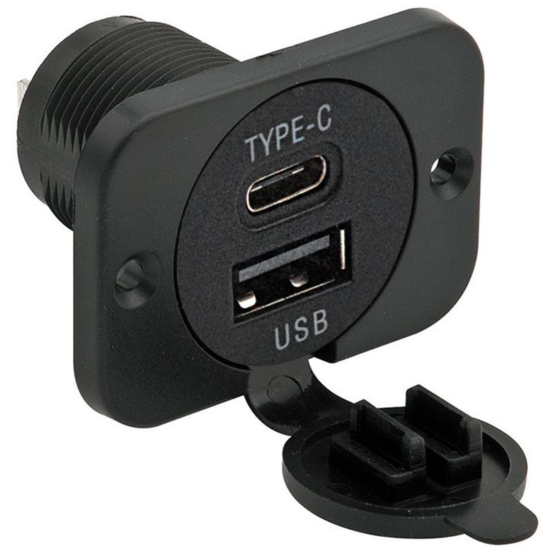 USB PANEL MOUNT x2 SOCKET 1A+1C 12/24V 3A – G&E Electronics Ltd