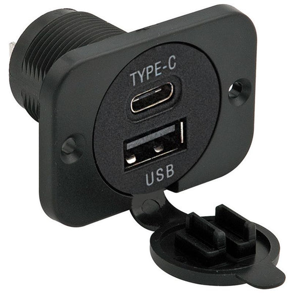 USB PANEL MOUNT x2 SOCKET 1A+1C 12/24V 3A – G&E Electronics Ltd