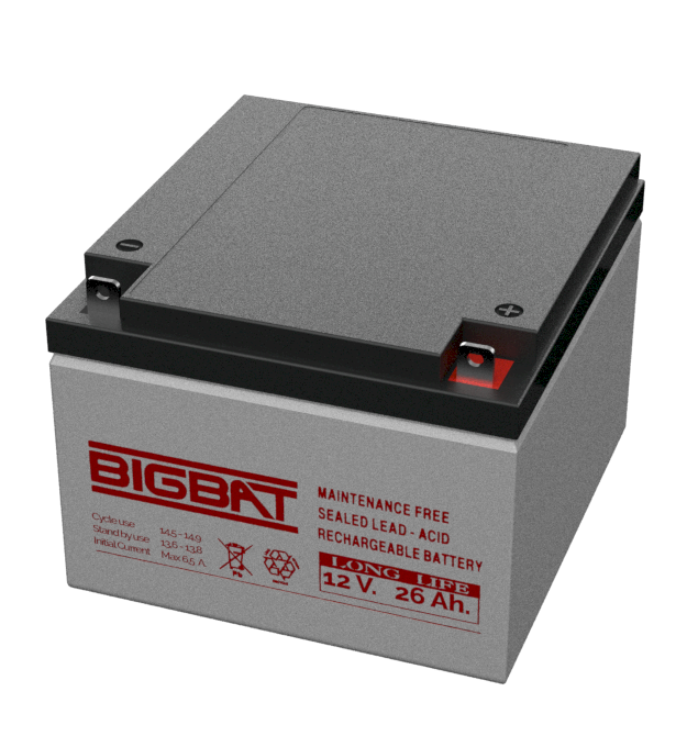 BATTERY LEAD ACID 12V 26A BIGBAT L166xW175xH125MM – G&E Electronics Ltd